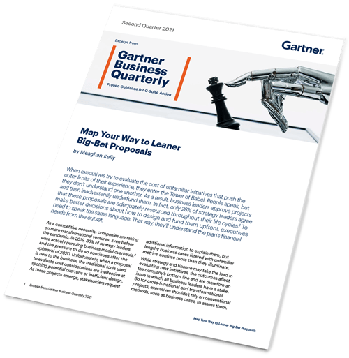 Map Your Way to Leaner Big-Bet Proposals | Gartner